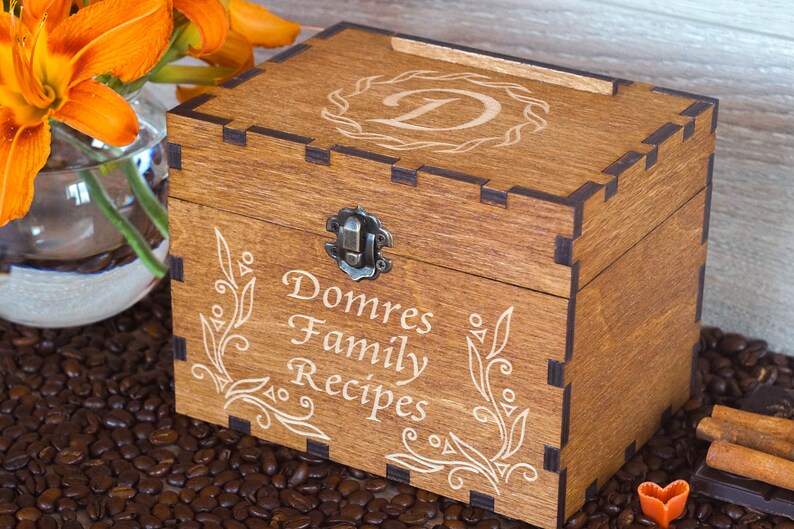 4x6 Recipe Box With Dividers and Recipe Cards Personalized - Etsy