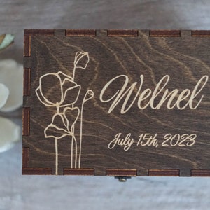 Wedding Guest Box With 6 Dividers, Personalized Engraved Wood Box ...