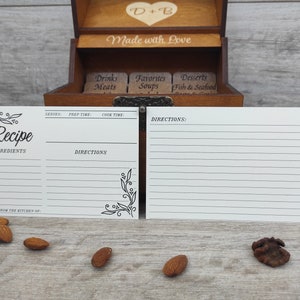 4x6 Recipe Box With Dividers and Recipe Cards Personalized | Etsy