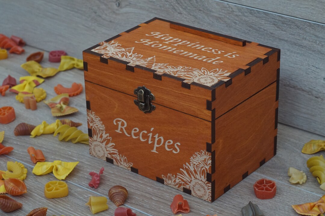 4x6 Recipe Box With Dividers and Recipe Cards Personalized - Etsy