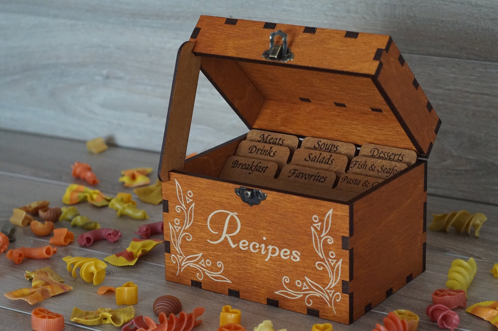 4x6 Recipe Box With Dividers and Recipe Cards Personalized | Etsy