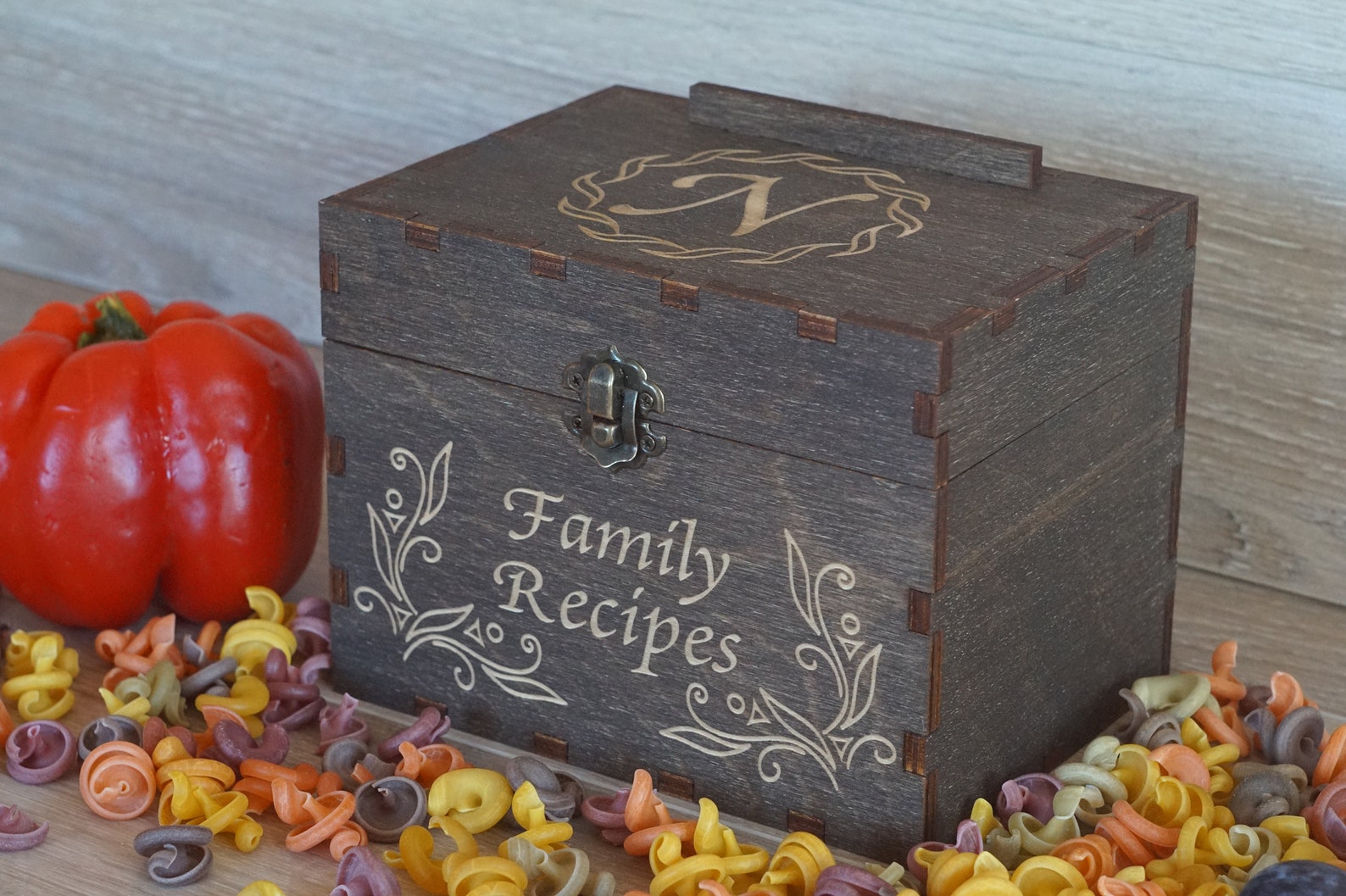 4x6 Recipe Box With Dividers and Recipe Cards Personalized | Etsy