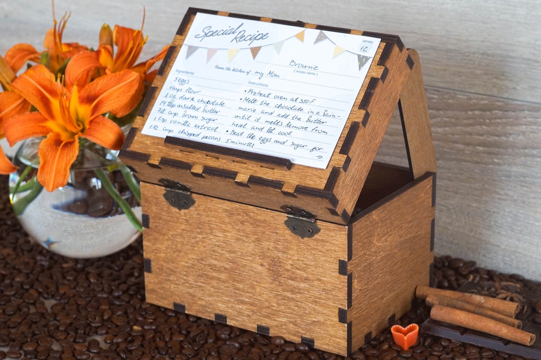 4x6 Recipe Box With Dividers and Recipe Cards Personalized Engraved ...