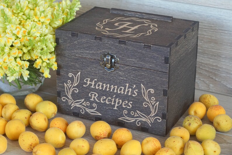 4x6 Recipe Box With Dividers and Recipe Cards Personalized | Etsy