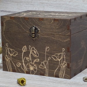 Wedding Guest Box With 6 Dividers, Personalized Engraved Wood Box ...