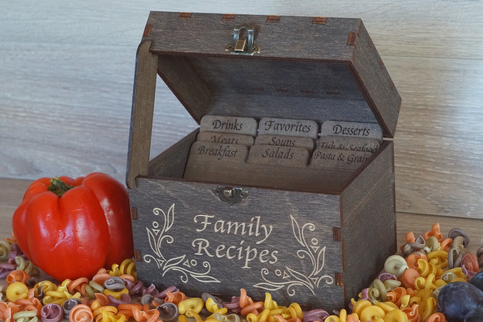 4x6 Recipe Box With Dividers and Recipe Cards Personalized | Etsy