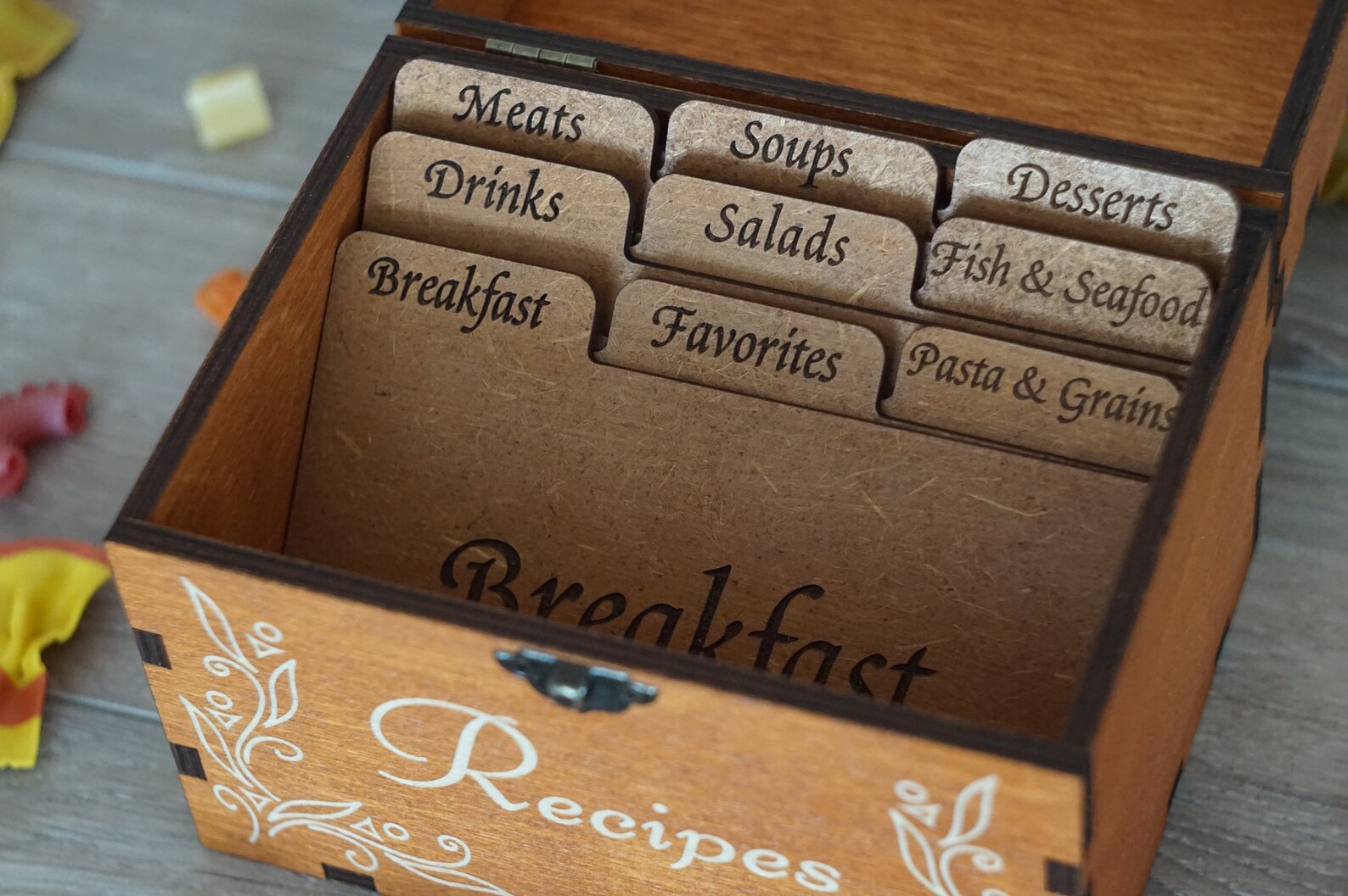 4x6 Recipe Box With Dividers and Recipe Cards Personalized | Etsy