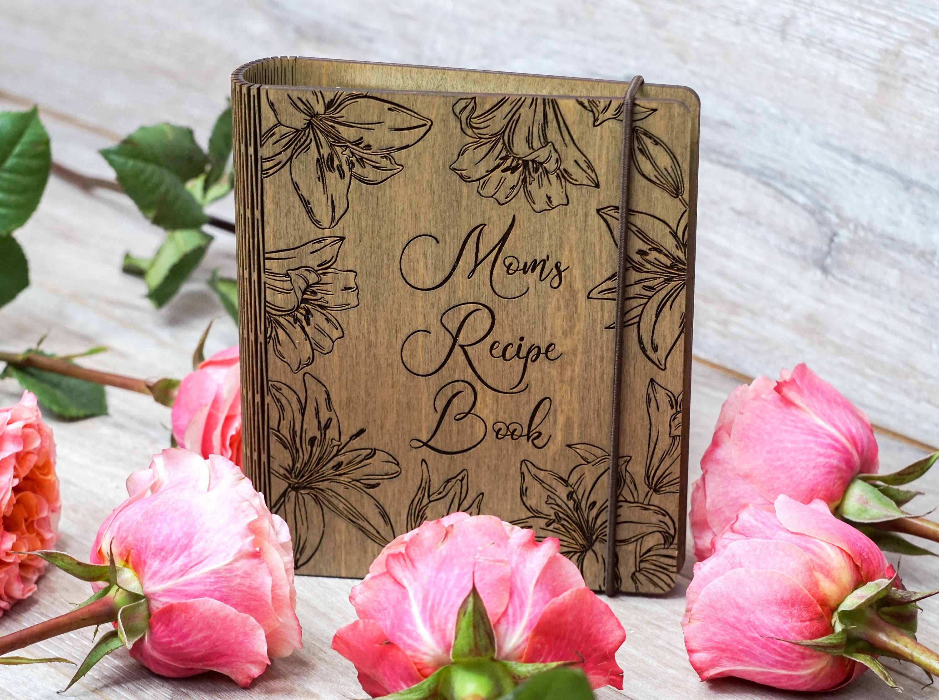 Personalized Wood Recipe Book With Tab Dividers With Lilies, Custom ...