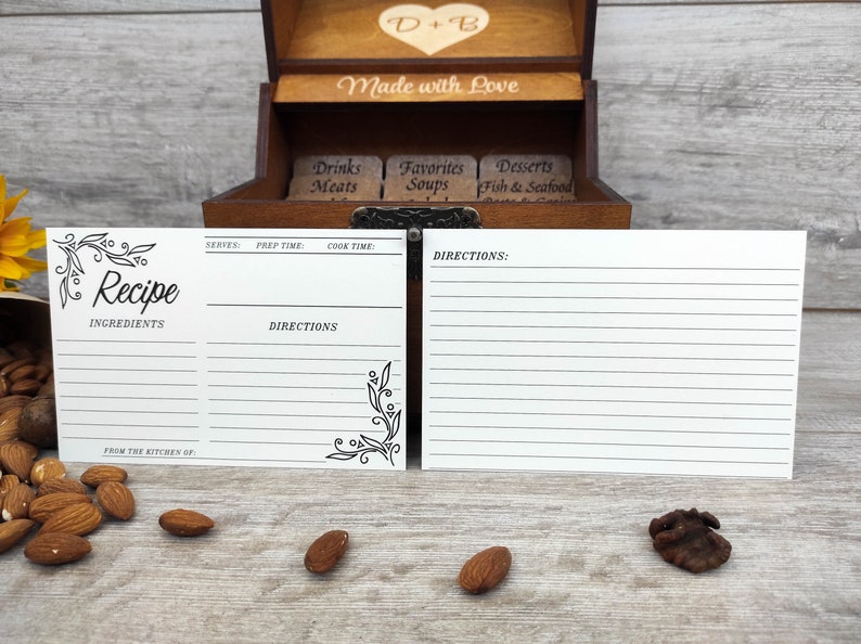 4x6 Recipe Box With Dividers and Recipe Cards Personalized - Etsy