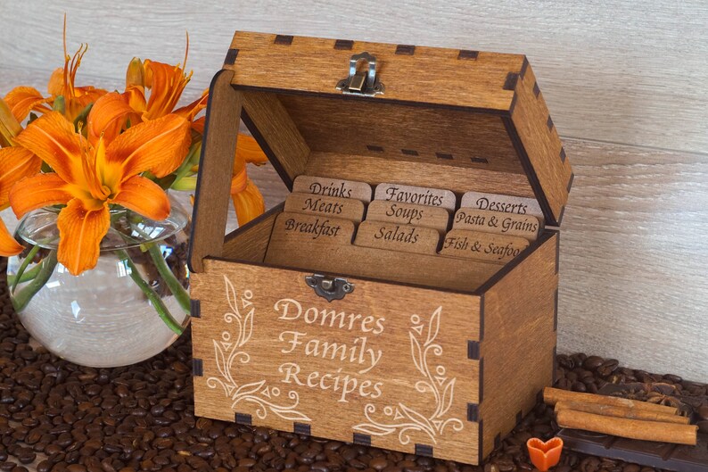 4x6 Recipe Box With Dividers and Recipe Cards Personalized - Etsy