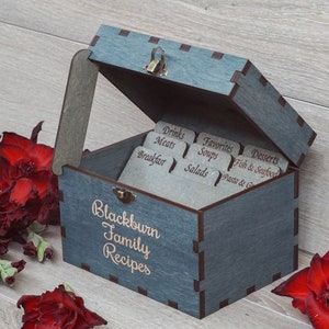 4x6 Recipe Box With Dividers and Recipe Cards Personalized - Etsy