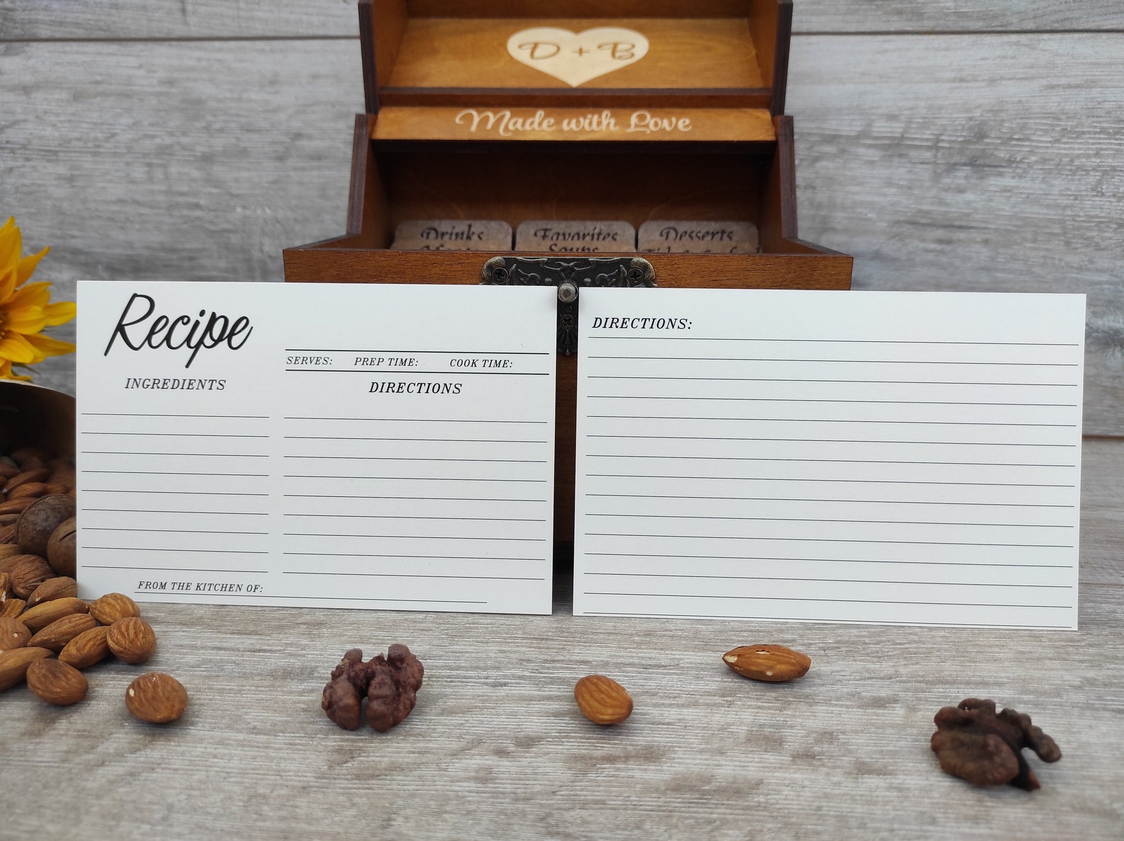 4x6 Recipe Box With Dividers and Recipe Cards Personalized | Etsy