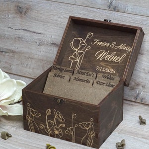 Wedding Guest Box With 6 Dividers, Personalized Engraved Wood Box ...