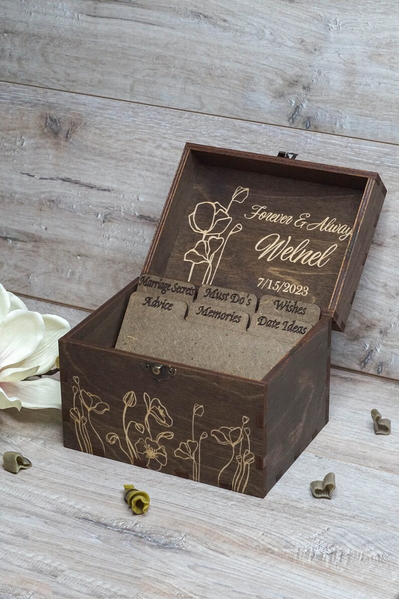 Wedding Guest Box With 6 Dividers Personalized Engraved Wood - Etsy