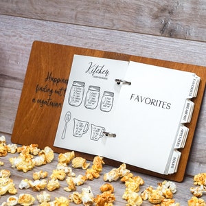 Personalized Wooden Recipe Book With Tab Dividers, Custom Cookbook ...