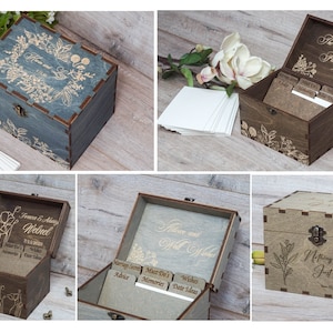 Wedding Guest Box With 6 Dividers, Personalized Engraved Wood Box ...