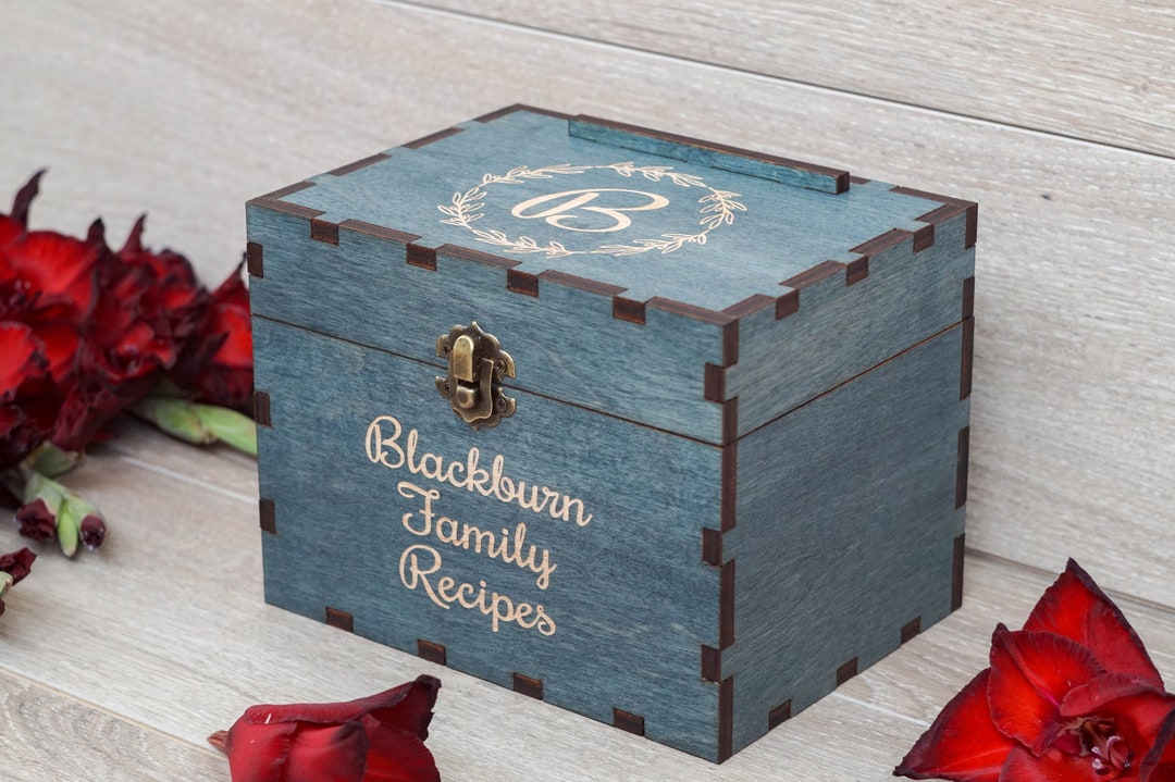 4x6 Recipe Box With Dividers and Recipe Cards Personalized - Etsy