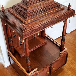 55'' Inch Large, Wooden Temple Big, for Home ,POOJAGHAR Religious Hindu ...