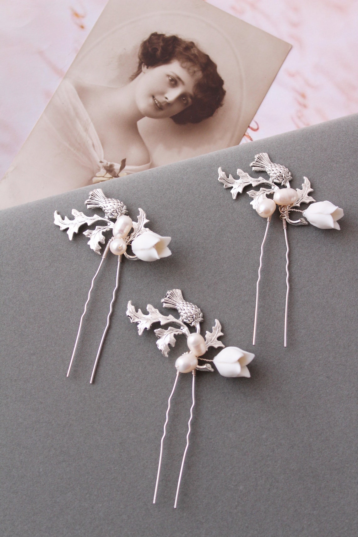 Scottish Thistle Bridal Hair Pin Set Wedding Hair Pins Bridal - Etsy