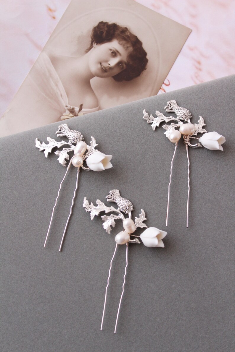 Scottish Thistle Bridal Hair Pin Set Wedding Hair Pins Bridal - Etsy
