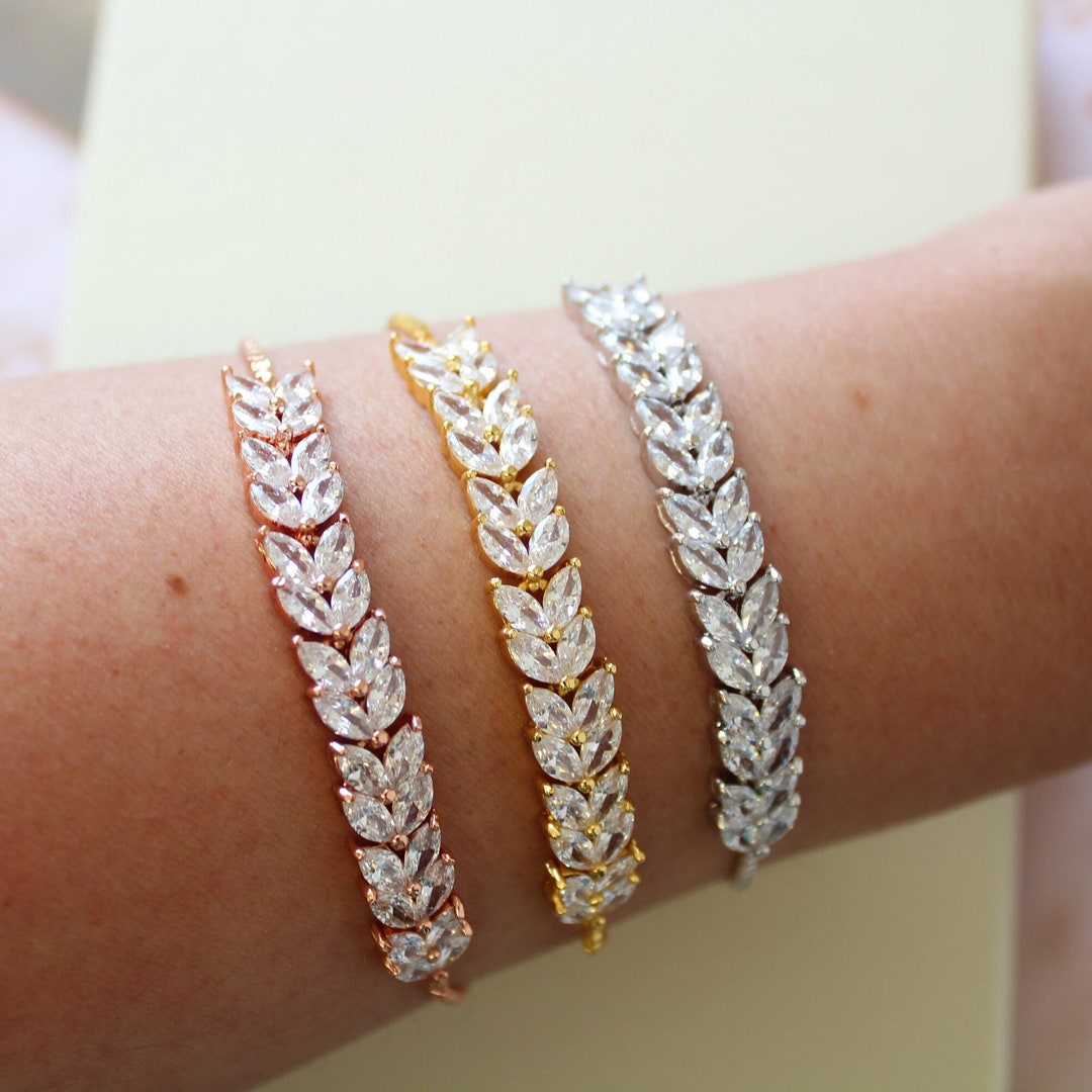 Gold or Silver Crystal Bracelet, Bridal Bracelet, Wedding Bracelet ...