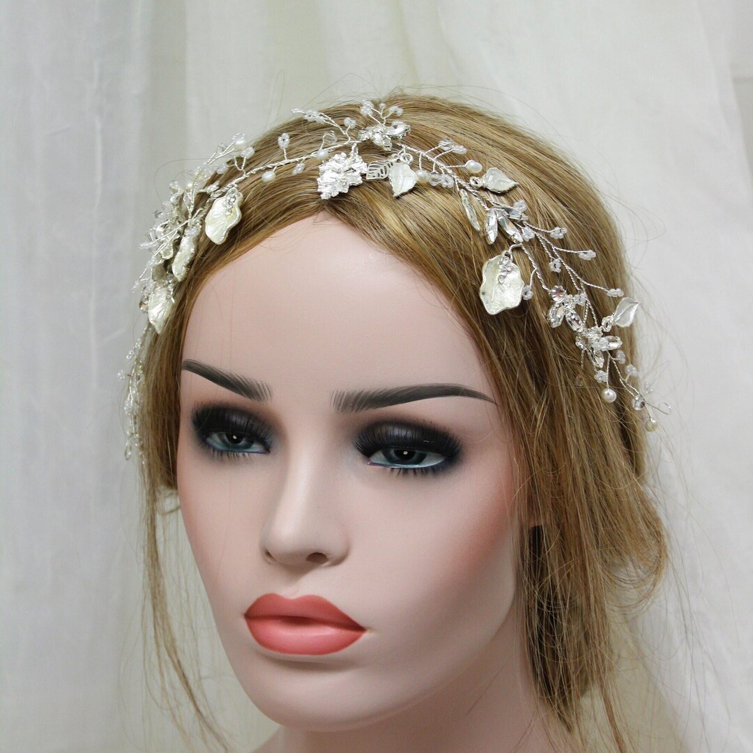 Silver Leaf Wedding Hair Vine Bridal Headpiece Flower Bridal Hair