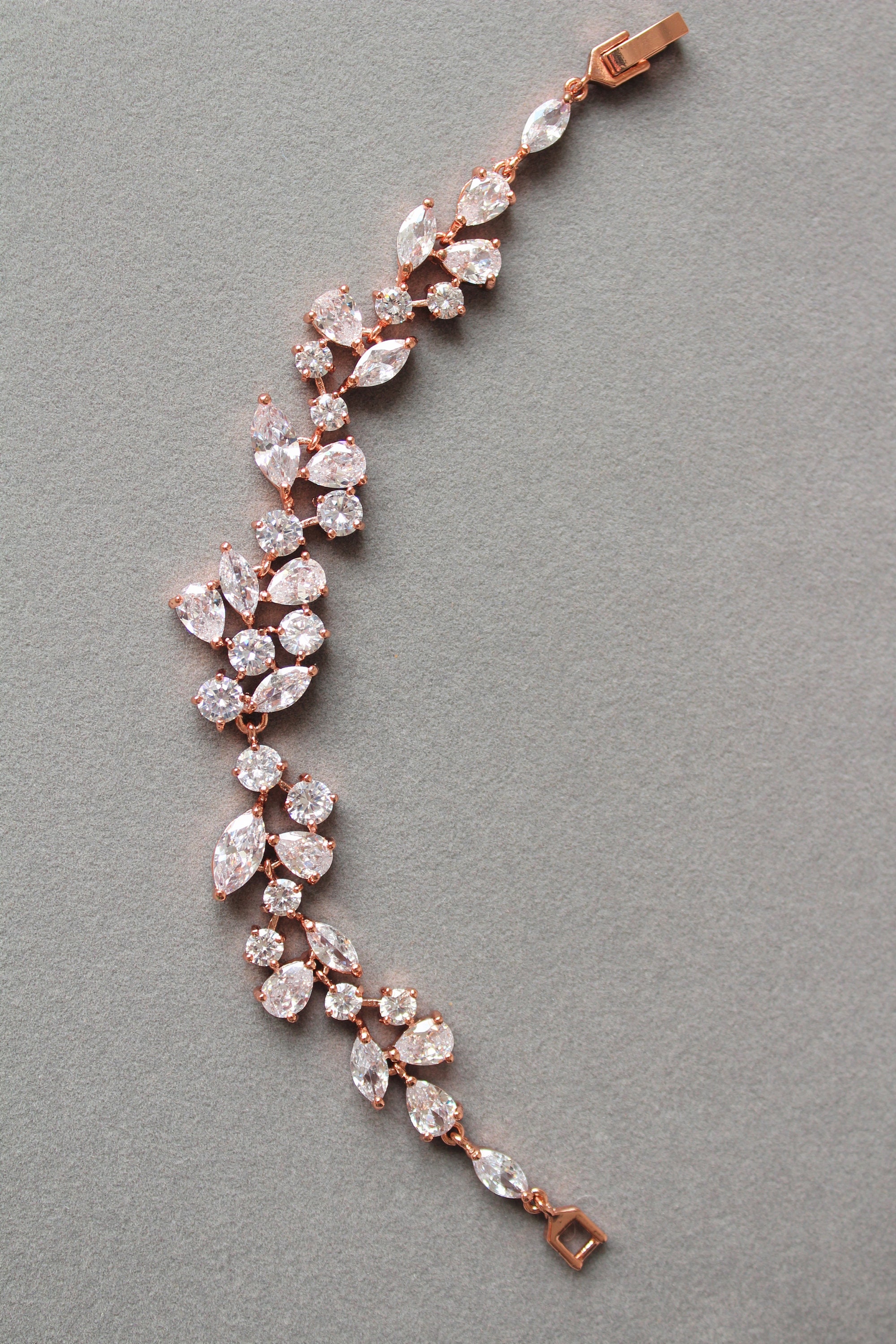 Rose Gold Crystal Bracelet Bridal Bracelet Wedding Bracelet | Etsy