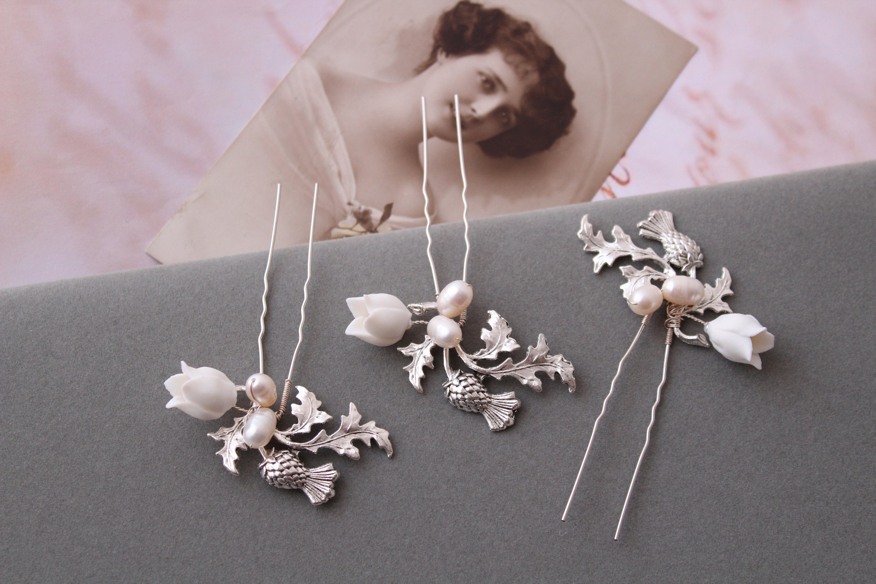 Scottish Thistle Bridal Hair Pin Set Wedding Hair Pins Bridal - Etsy