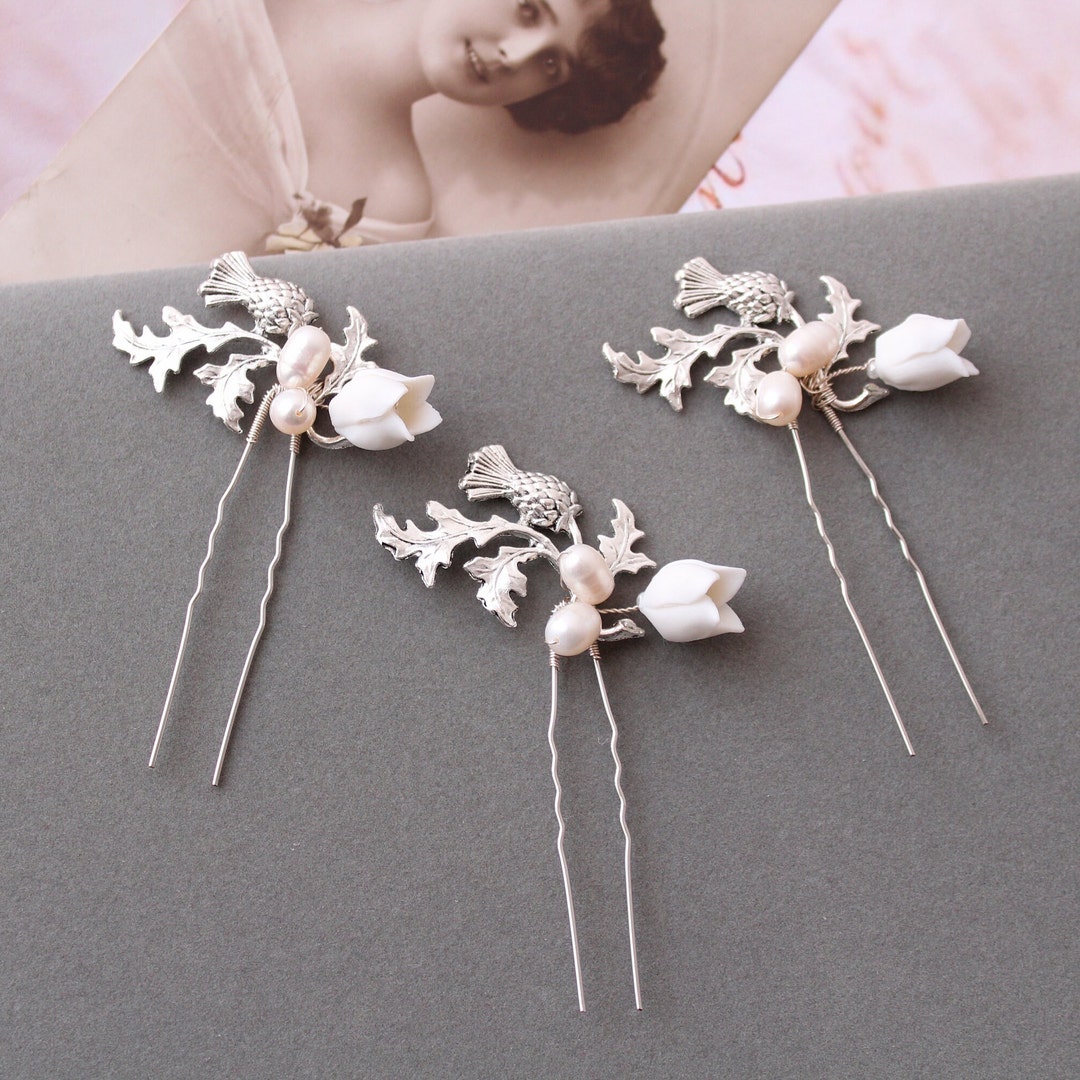 Scottish Thistle Bridal Hair Pin Set Wedding Hair Pins Bridal Hair ...
