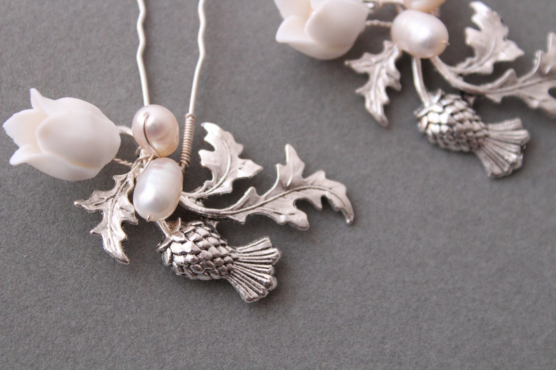 Scottish Thistle Bridal Hair Pin Set Wedding Hair Pins Bridal - Etsy