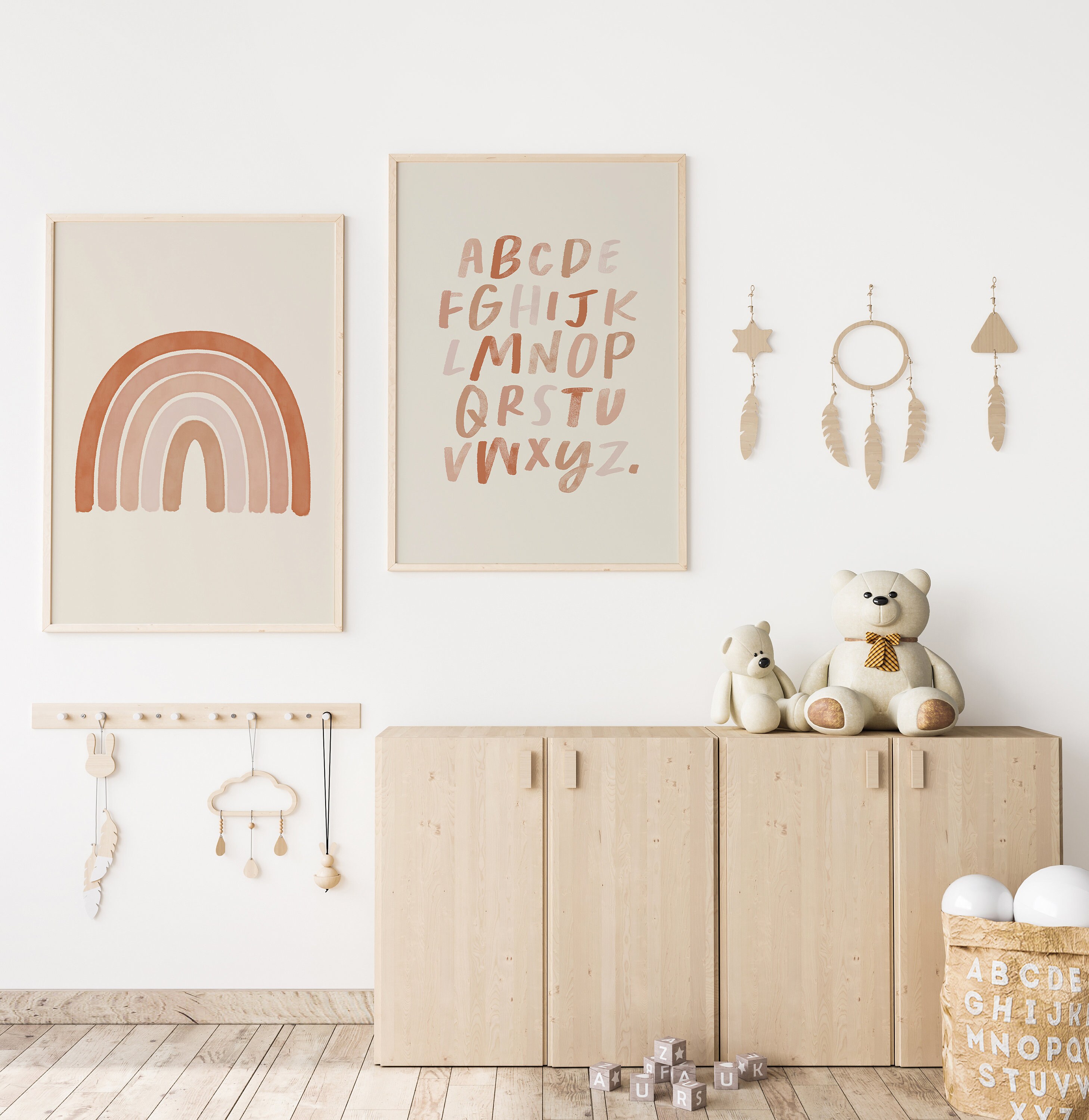 Boho Rainbow Alphabet Print Set of Two ABC Print | Etsy