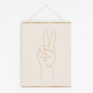 Peace Sign Print | Hand Peace Sign | One Line Art Print | Continuous ...