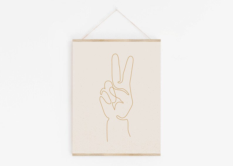 Peace Sign Print | Hand Peace Sign | One Line Art Print | Continuous ...