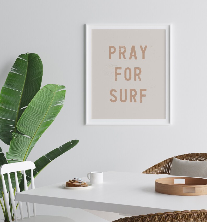 Pray for Surf Pink Print Beach Wall Art Neutral Print - Etsy