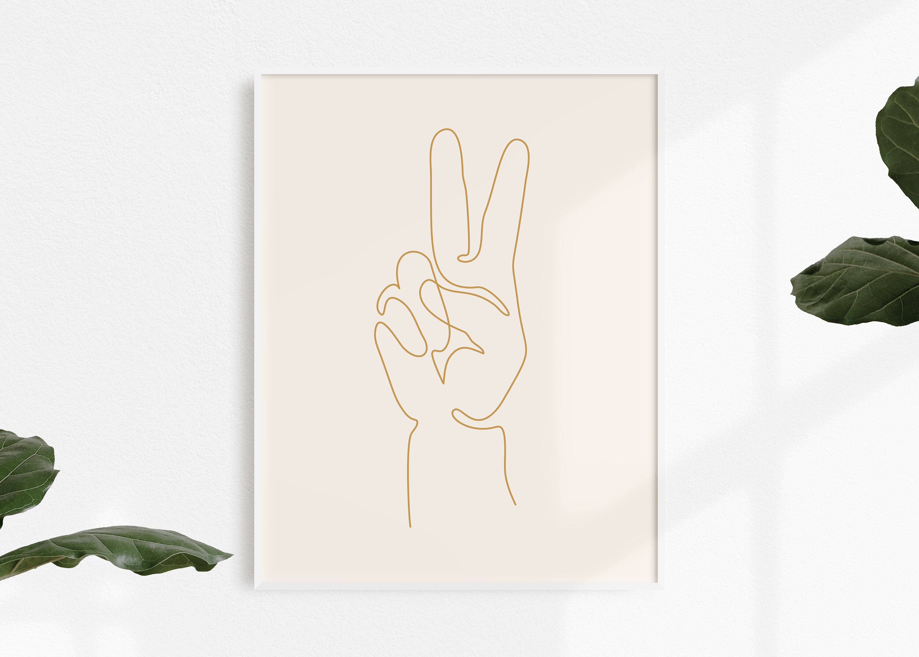 Peace Sign Print Hand Peace Sign One Line Art Print | Etsy