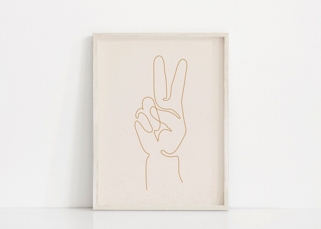 Peace Sign Print | Hand Peace Sign | One Line Art Print | Continuous ...