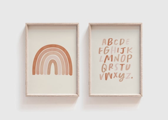 Boho Rainbow Alphabet Print Set of Two ABC Print | Etsy