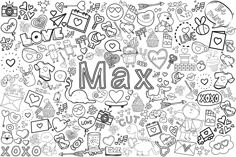 Love Bug (valentine's Day Theme) - Personalized Doodle Poster - - Etsy