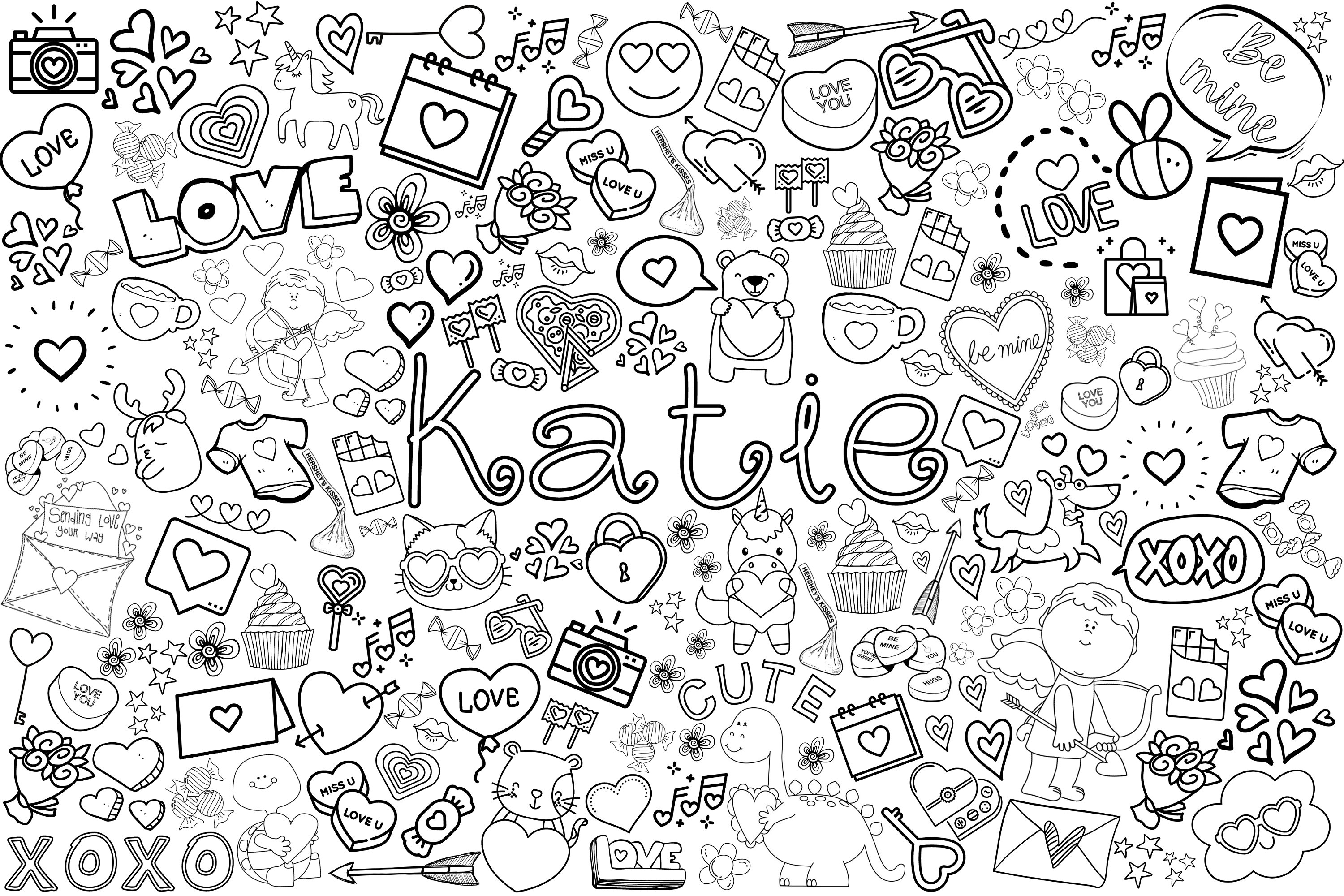 Love Bug (valentine's Day Theme) - Personalized Doodle Poster - - Etsy