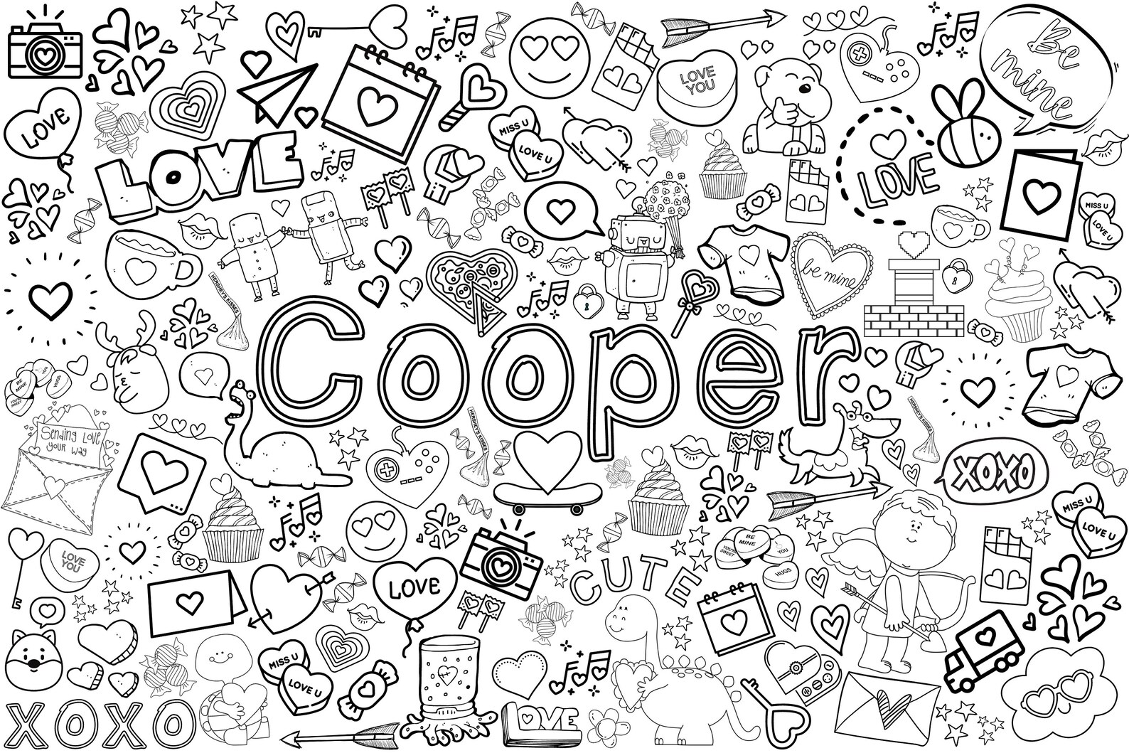 Love Bug (valentine's Day Theme) - Personalized Doodle Poster - - Etsy