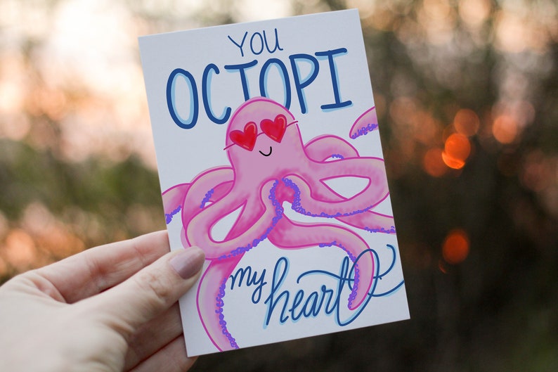 Print at Home You Octopi My Heart Octopus Card 5x7 With Envelope ...