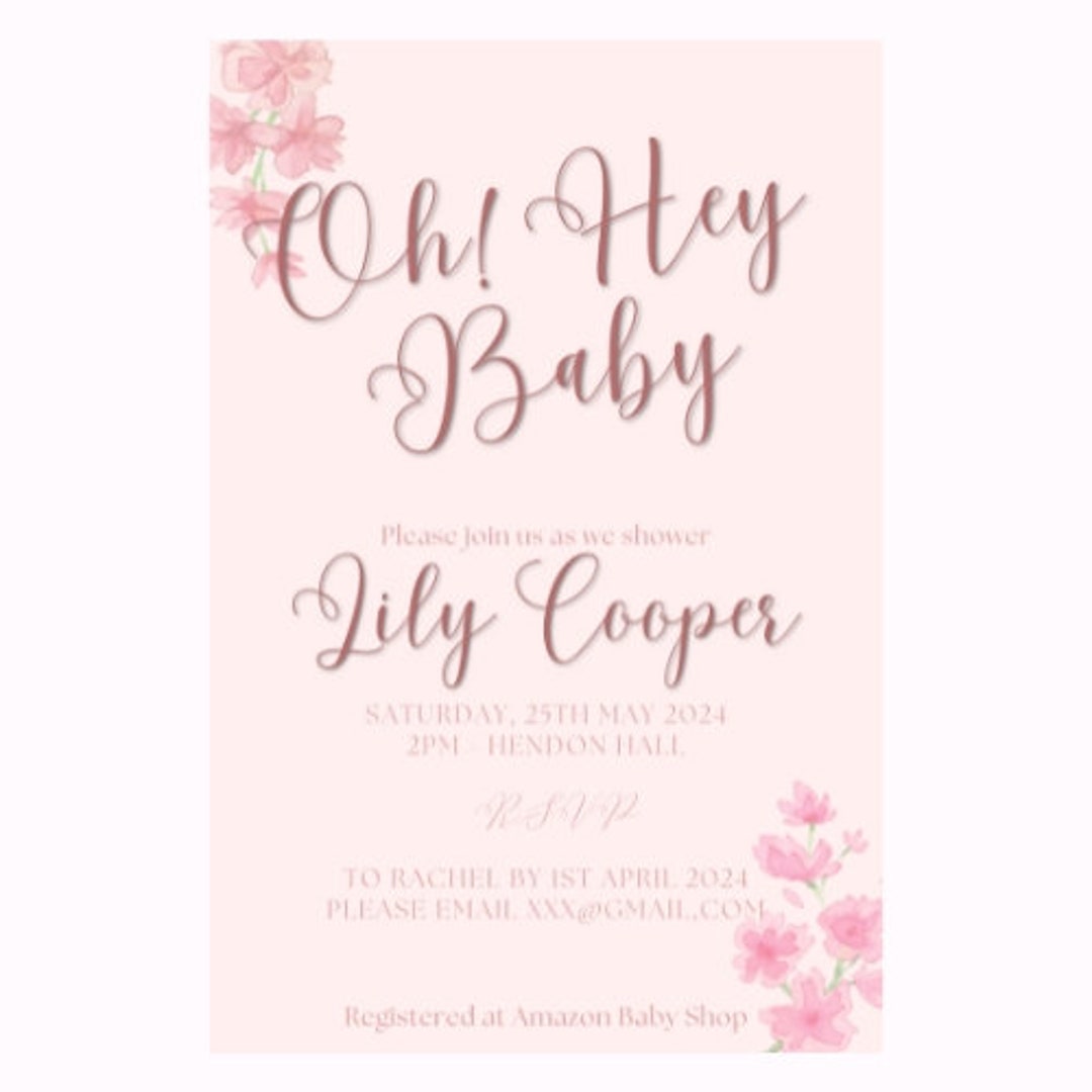 EDITABLE Baby Girl Baby Shower Invite Printable Oh Hey Baby Baby Shower ...