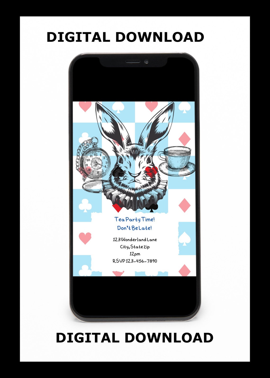 Alice in Wonderland Tea Party | White Rabbit | Tea Party Invitation ...