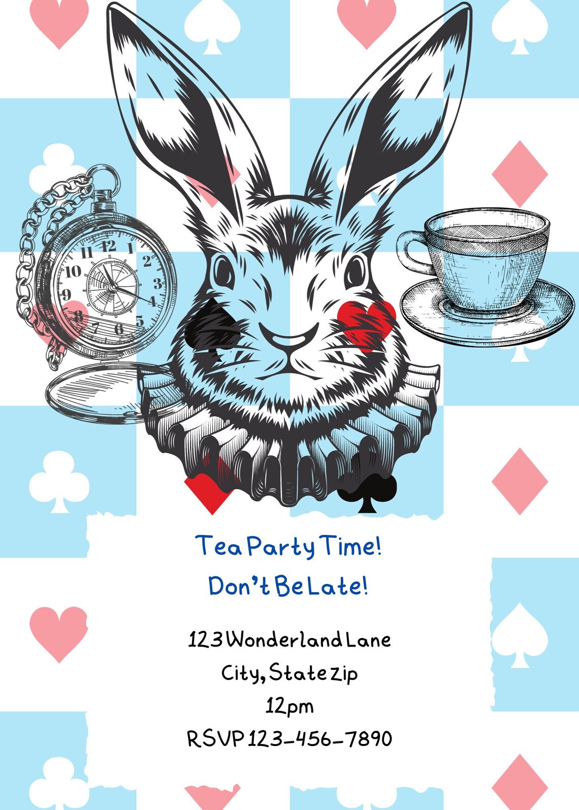 Alice in Wonderland Tea Party | White Rabbit | Tea Party Invitation ...