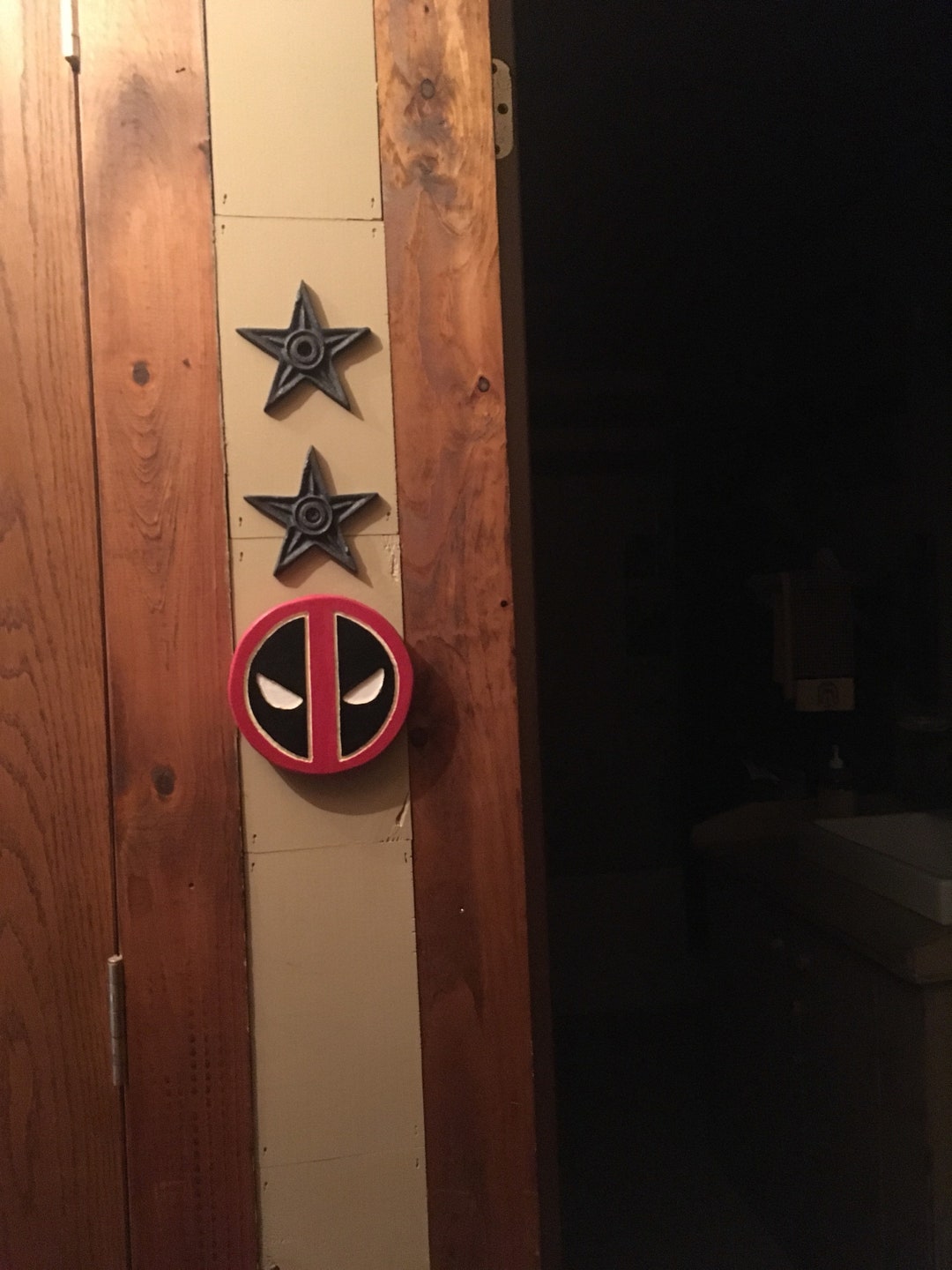 Custom Marvel Deadpool Mask Decal Wall Hanging Wall Decor Door Hanger ...