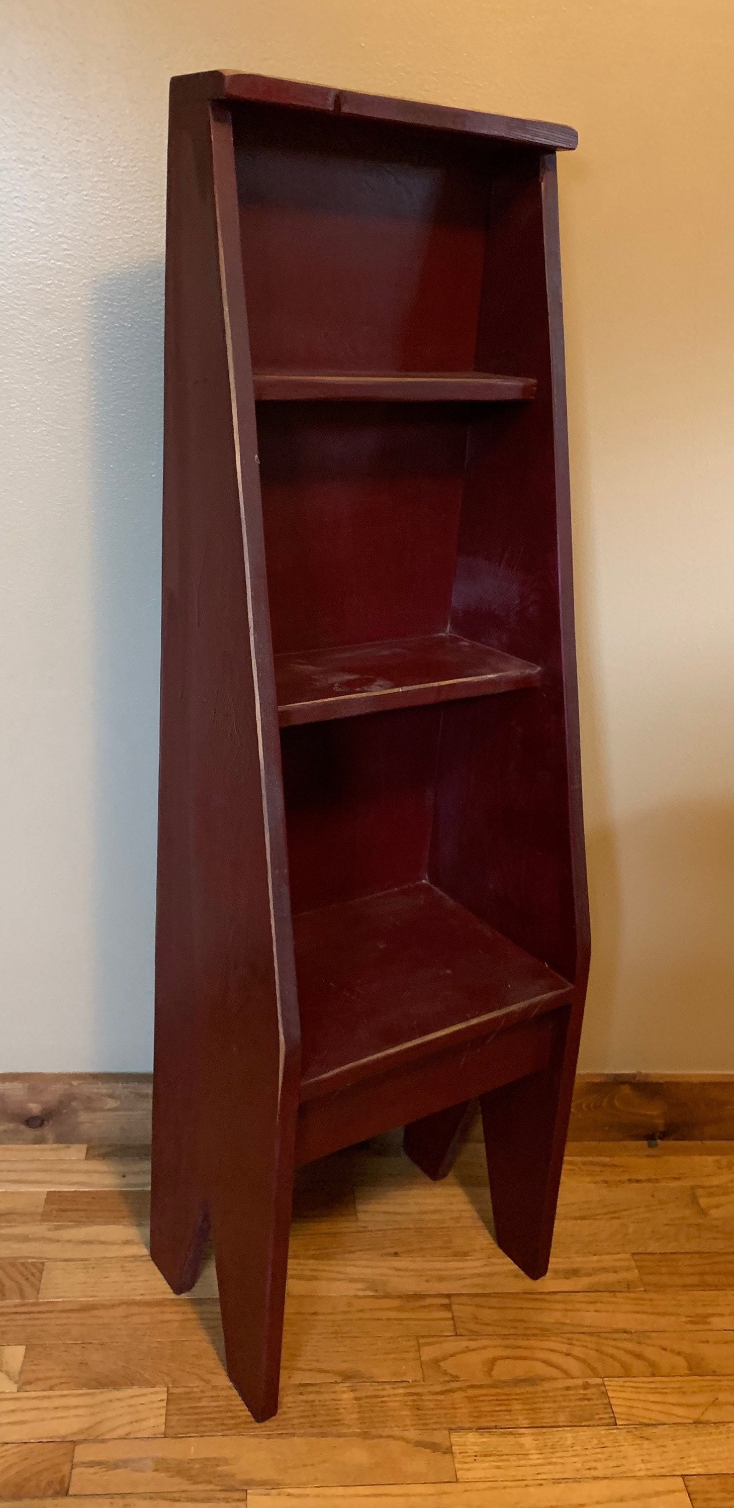 Country Red Antique Style Book Shelf - Etsy