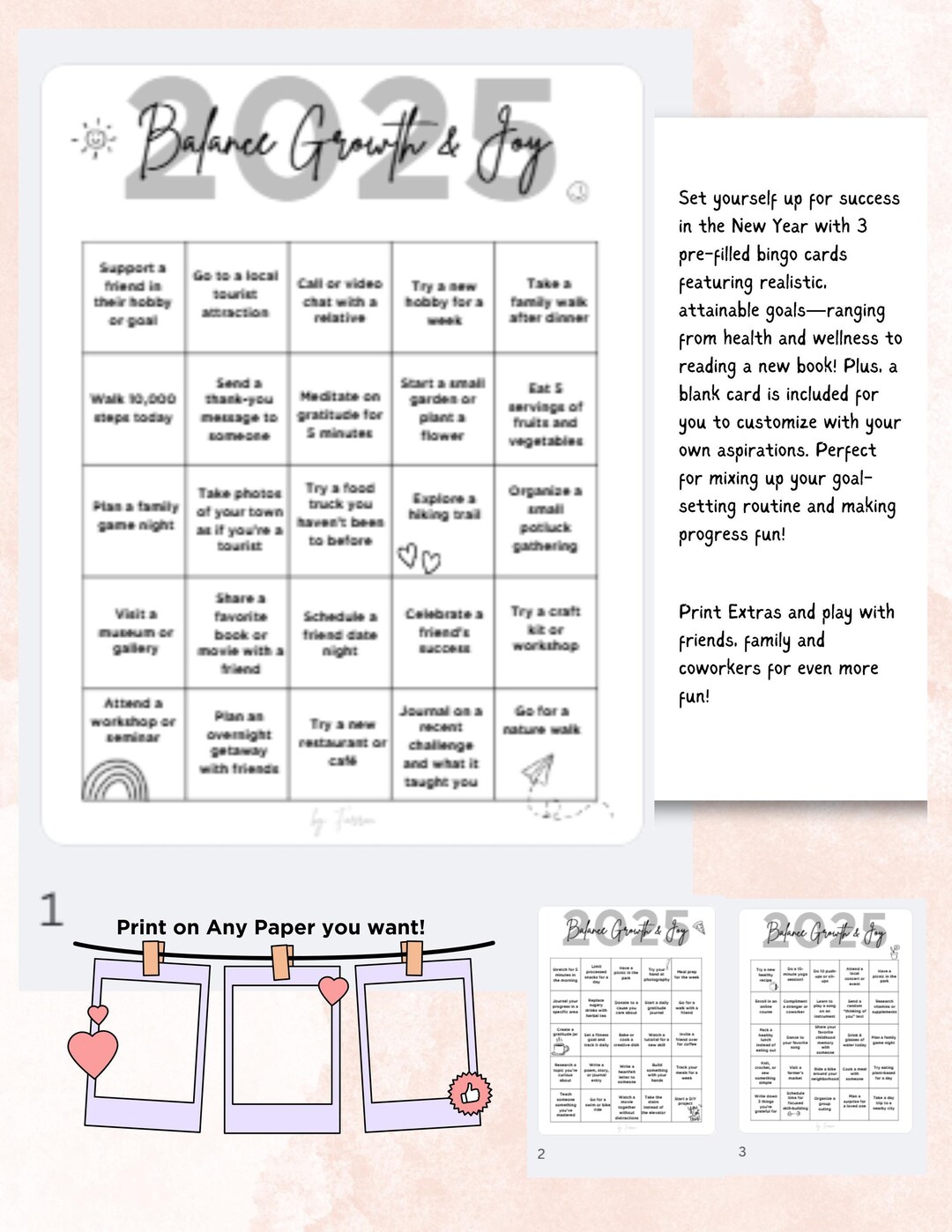 2025 Bingo Goal-setting Cards Vision Cards Prefilled Squares and a ...