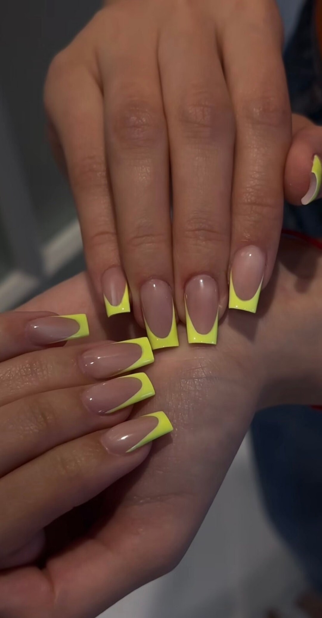 French Key Lime French Tip Nails Summer Nails Yellow Green Nails Almond ...