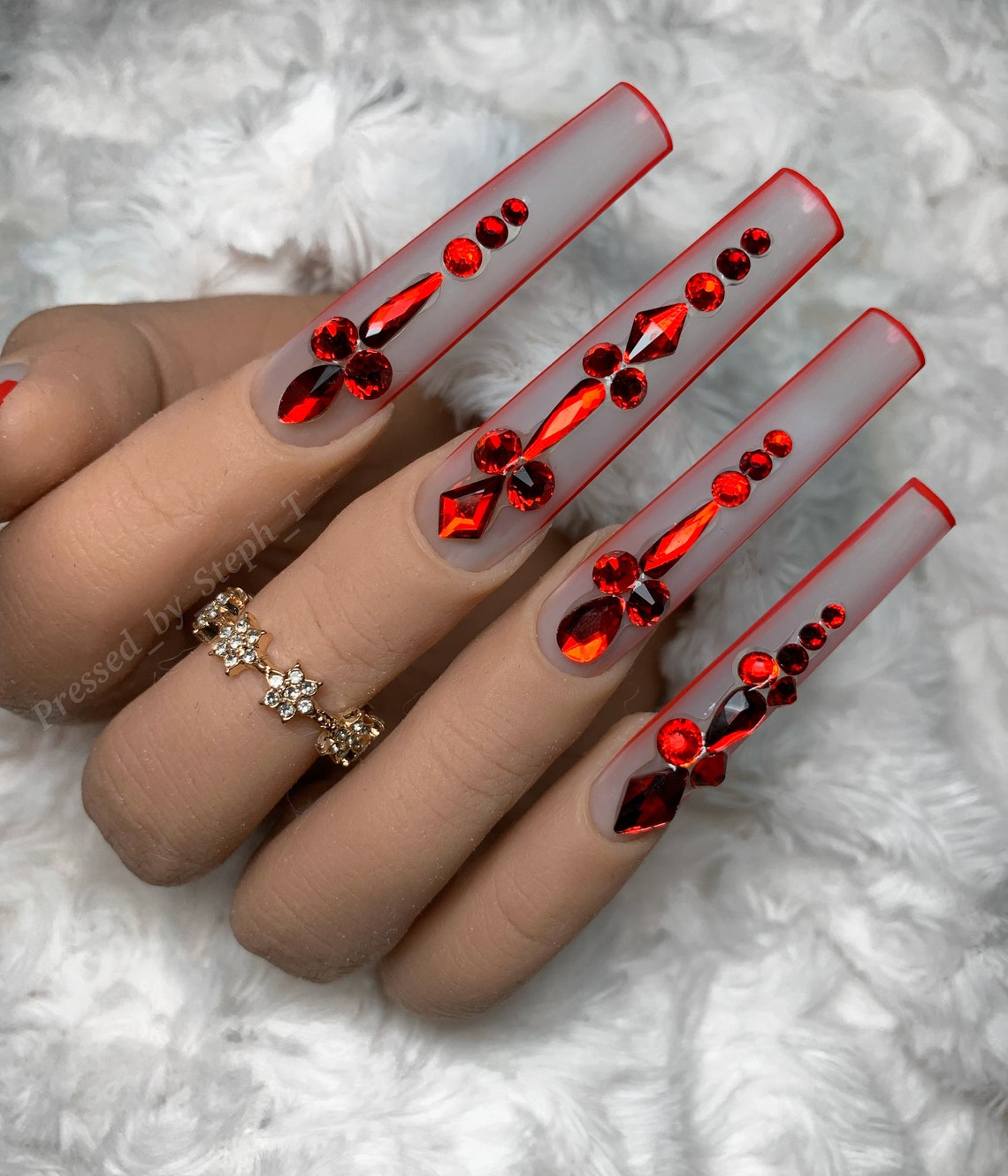 Scarlet XXL Nails Luxury Nails Matte Outline Nails Red - Etsy