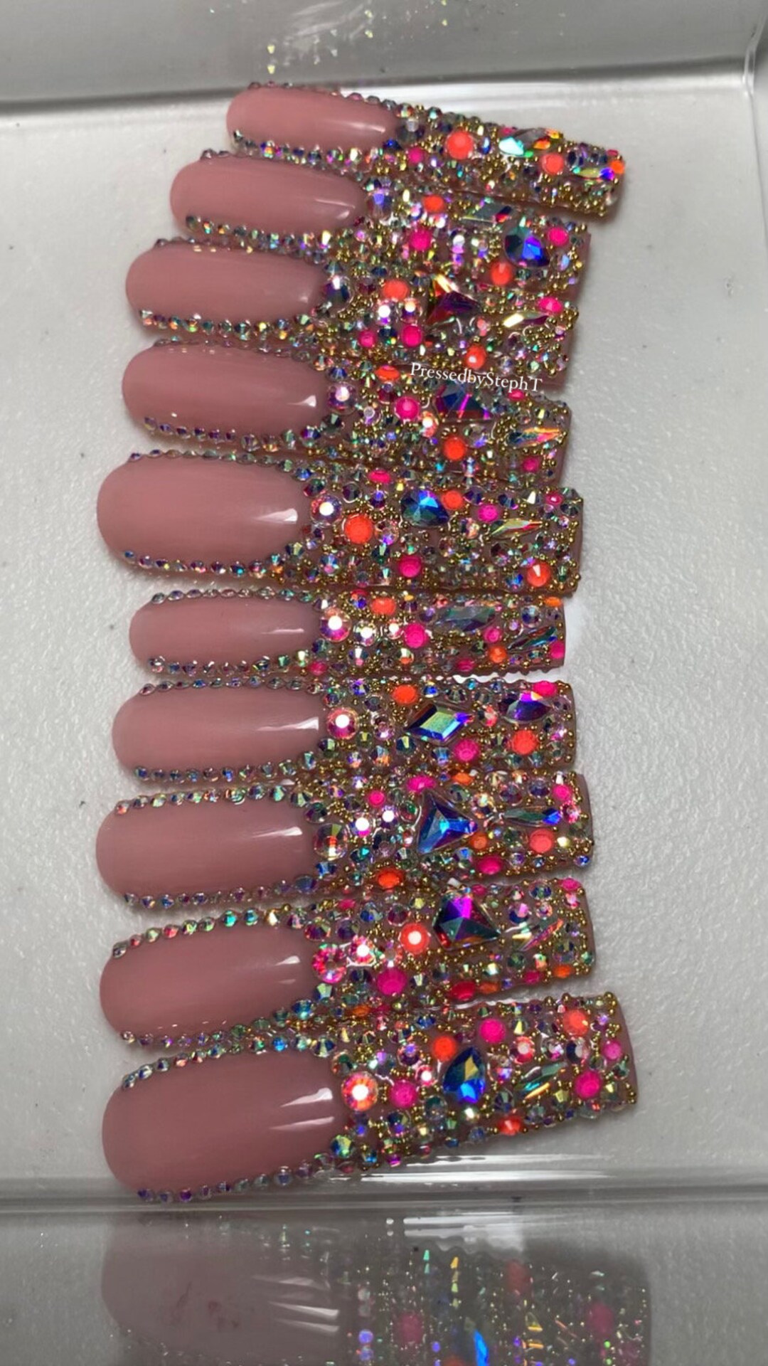 Material Girl Luxury Nails Bling French Tip Nails Square Coffin ...